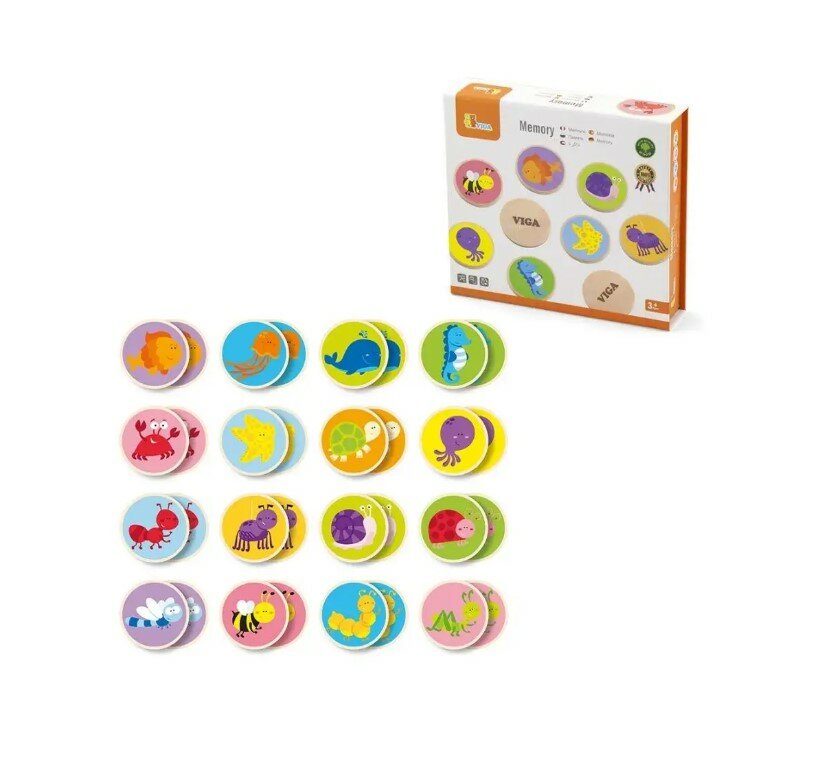 Игра на память Viga, 32 фишки, в коробке 50126VG
