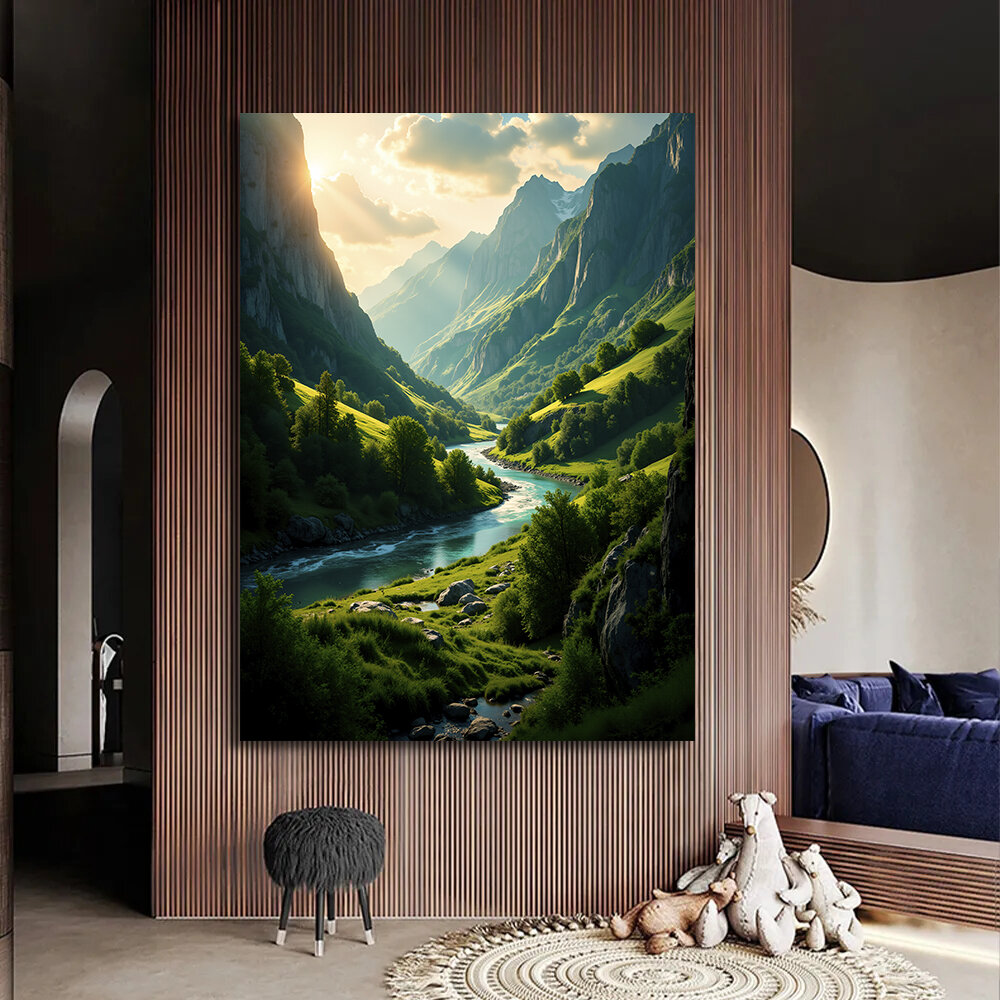 Горный пейзаж / Море, картина с природой, 60х80 см.