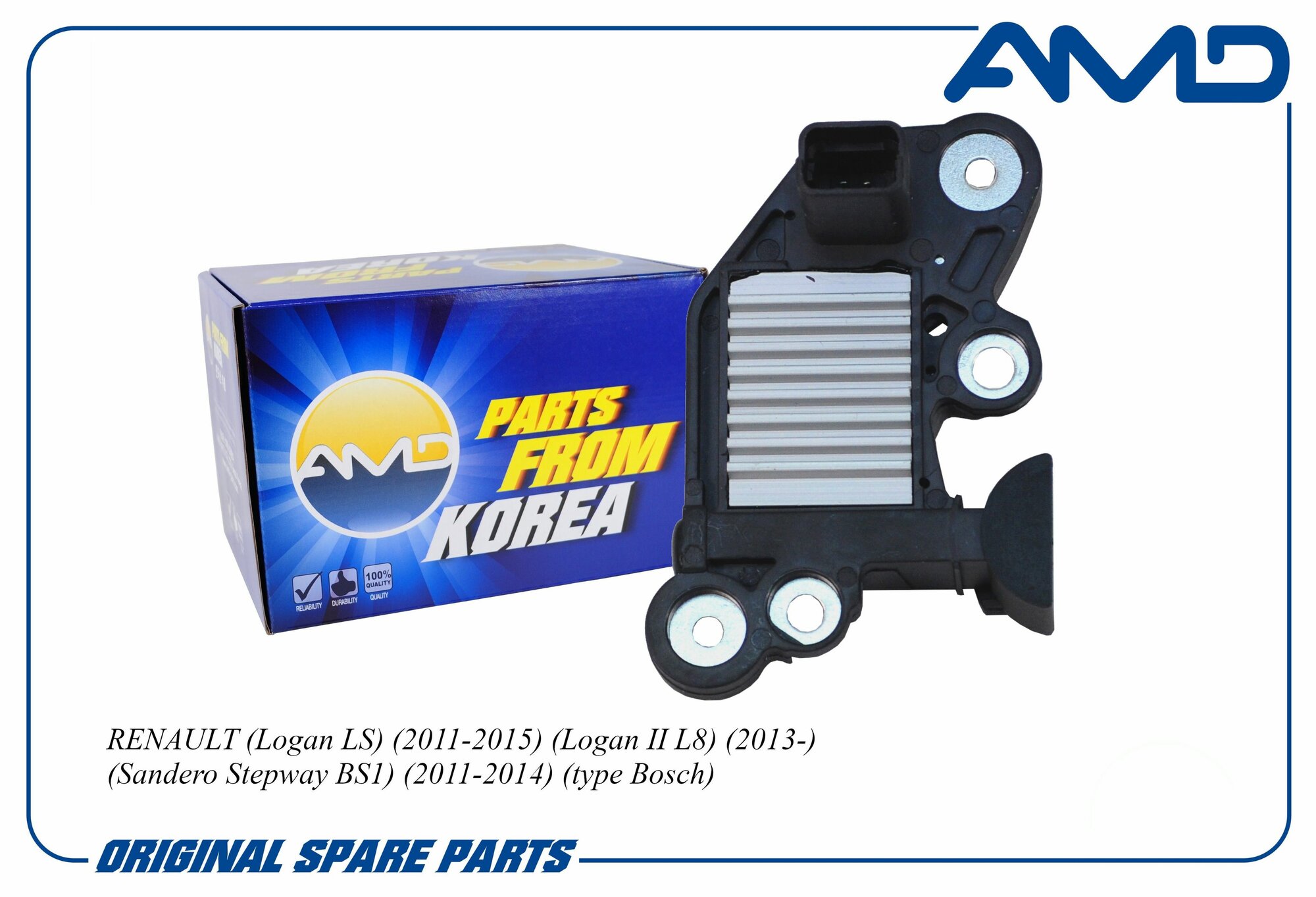 Регулятор Напряжения генератора 231008432R AMD. EL1529 для RENAULT Logan LS 2011-2015 Logan II L8 201