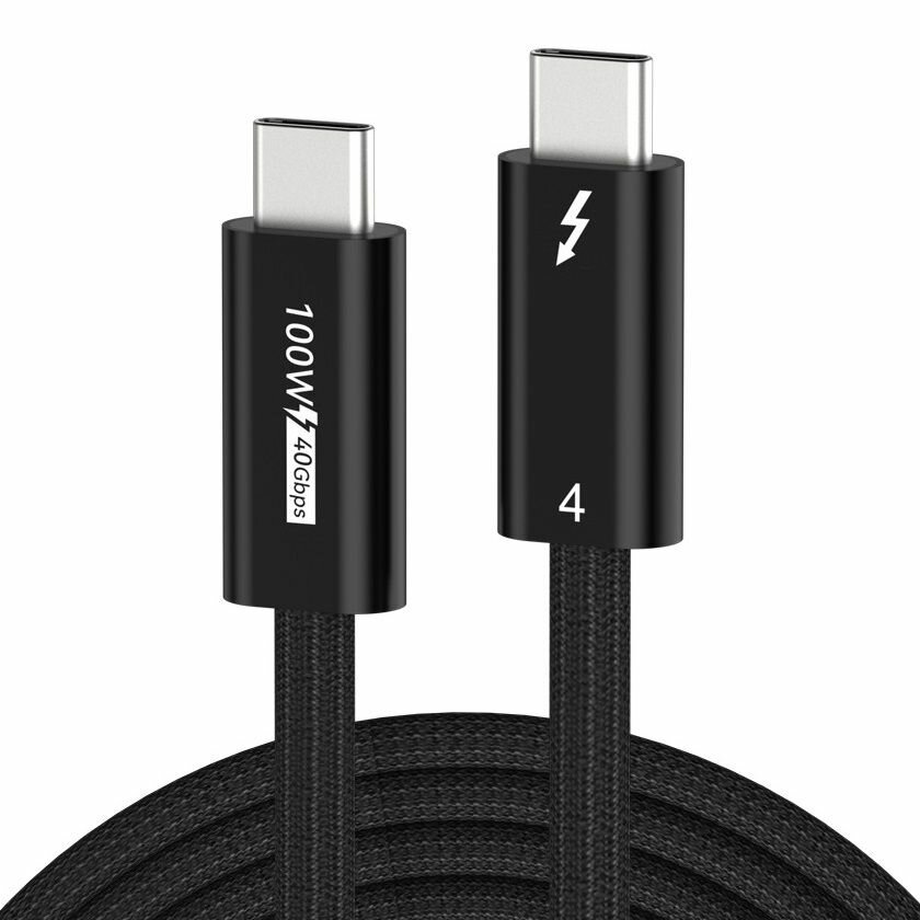 Кабель Thunderbolt 4 (USB4, Type-C), 4К@144Гц, PD 100W, 40Gbps, нейлоновая оплетка, 1.5 метра