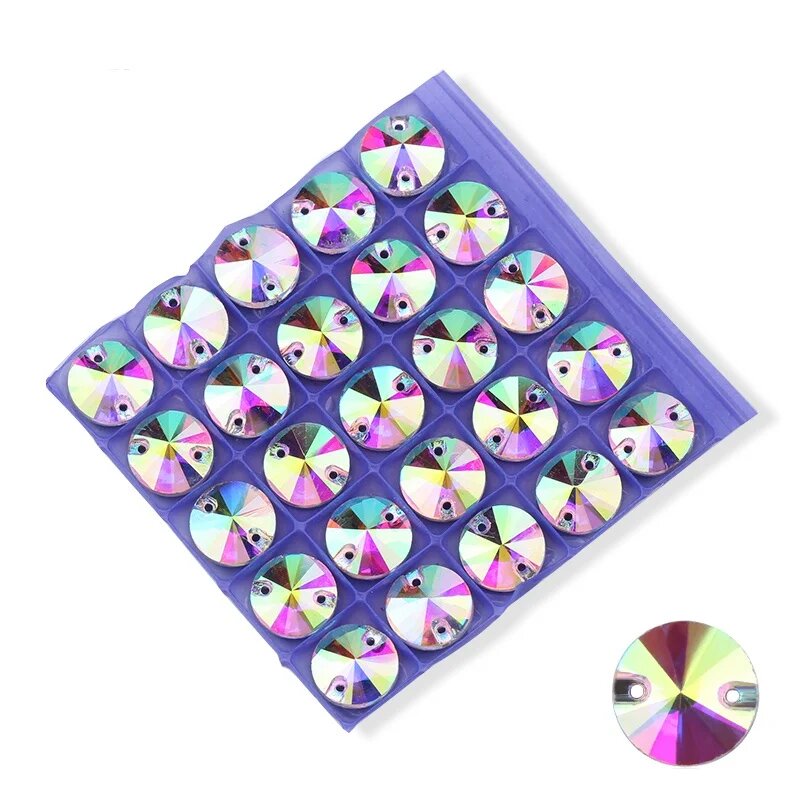 Стразы QIAO круглые стеклянные 14mm-30pcs, crystal AB