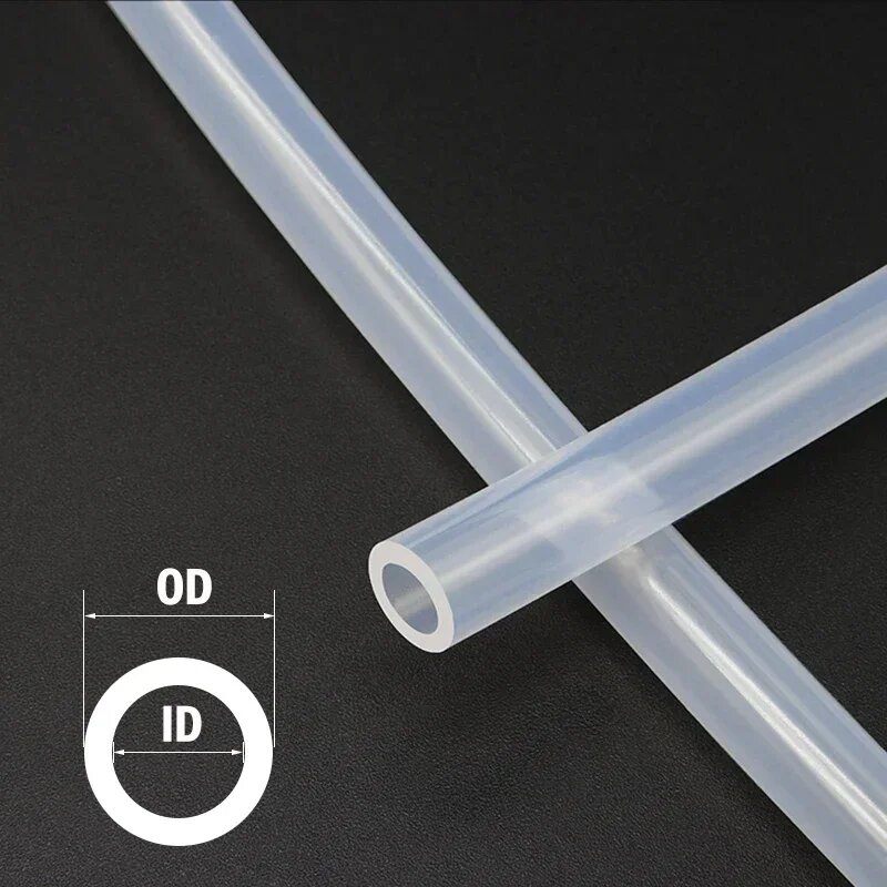 Силиконовая пищевая трубка 17 цветов ID 4mm x OD 6mm, Прозрачный, Transparent, 1 Meter