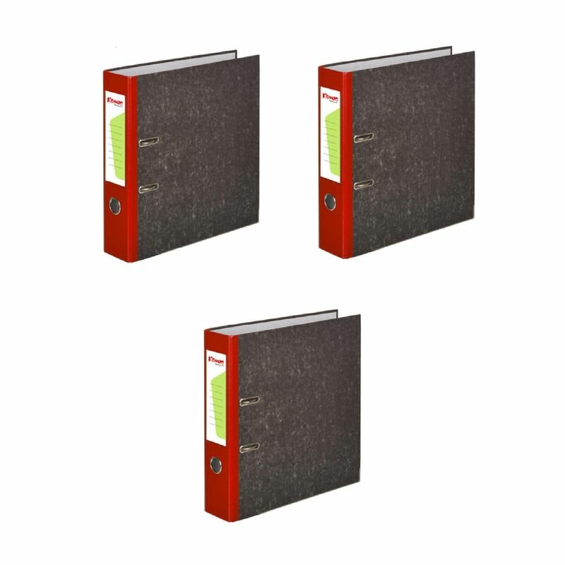 Комус Папка-регистратор, 75 мм, мрамор, красный корешок, 3 уп.