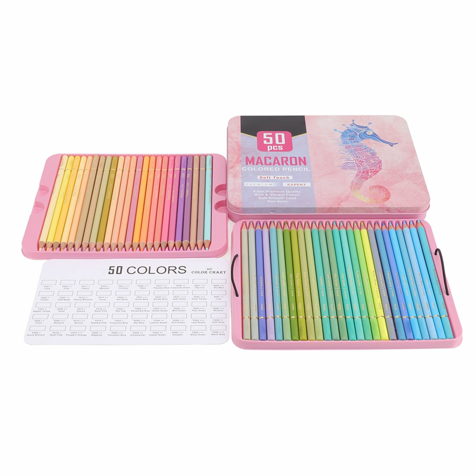 Цветные карандаши, 50 цветов, материал тополя, портативный набор карандашей для рисования, для рисования, раскрашивания, изготовления