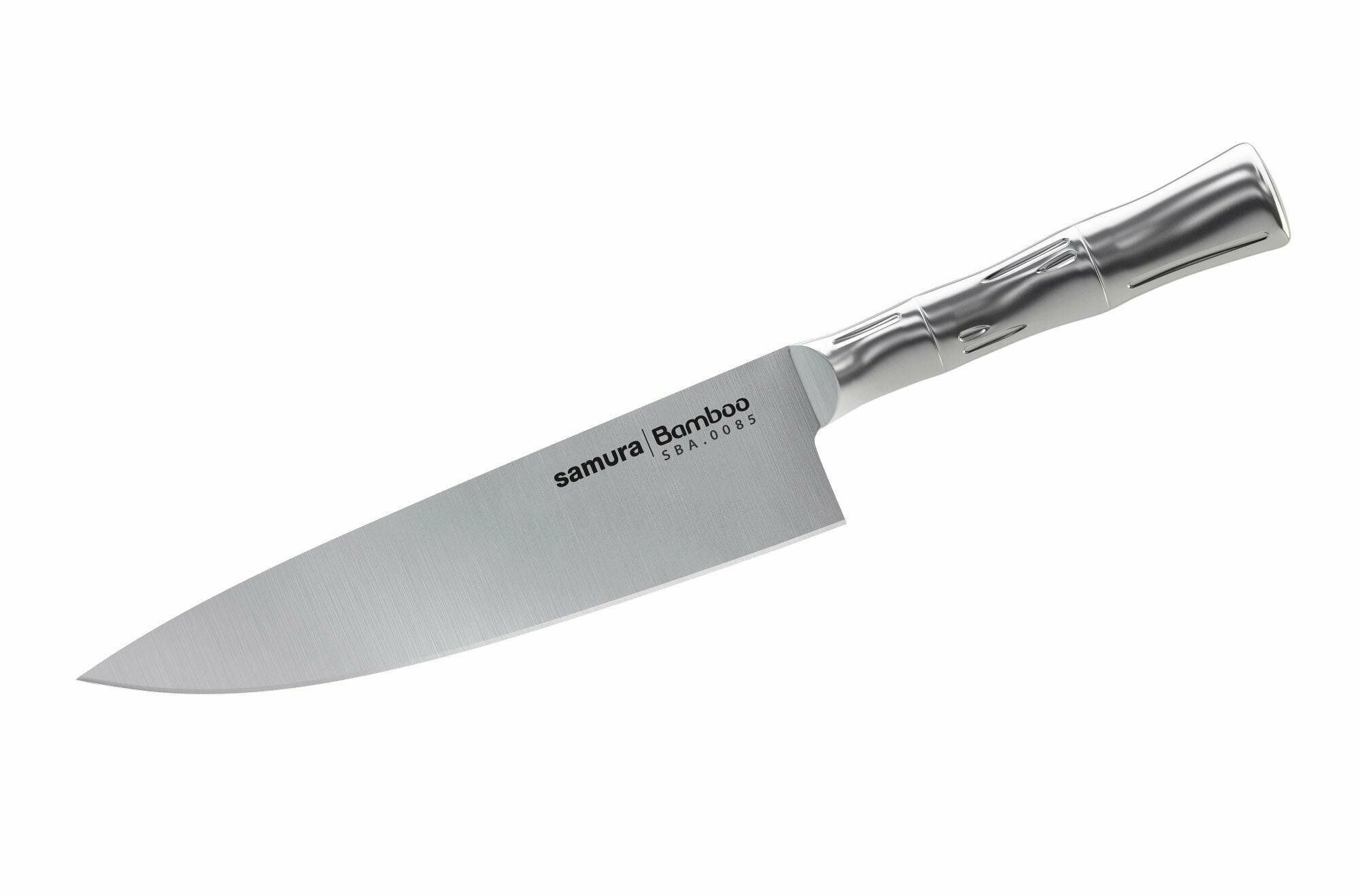 Нож кухонный поварской Шеф 200 мм Samura Bamboo (SBA-0085), сталь AUS-8, серебристый