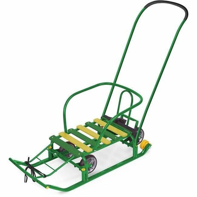 Санки Nika "Тимка", Универсал, зеленые, спинка, толкатель, колеса (Т3КУ/З2)