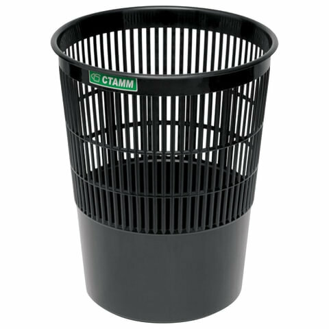 Корзина для бумаг СТАММ сетчатая, 14 литров, черная (КР51)