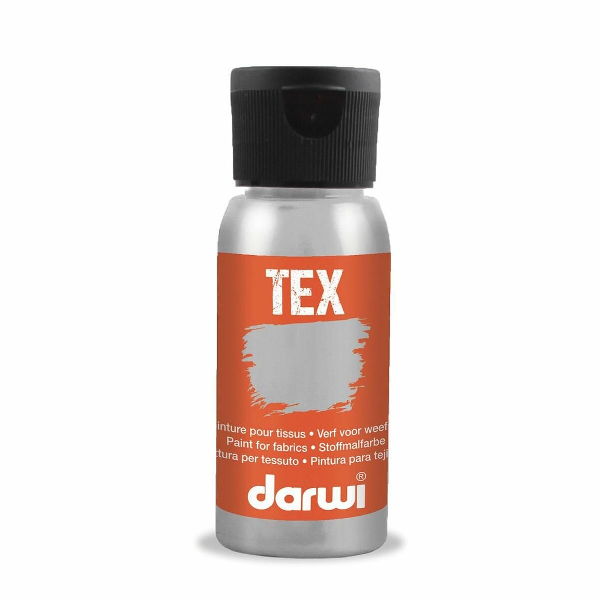 Акриловая краска Darwi "Tex", для ткани, цвет 080, серебристая, 50 мл, DA0100050 Tex