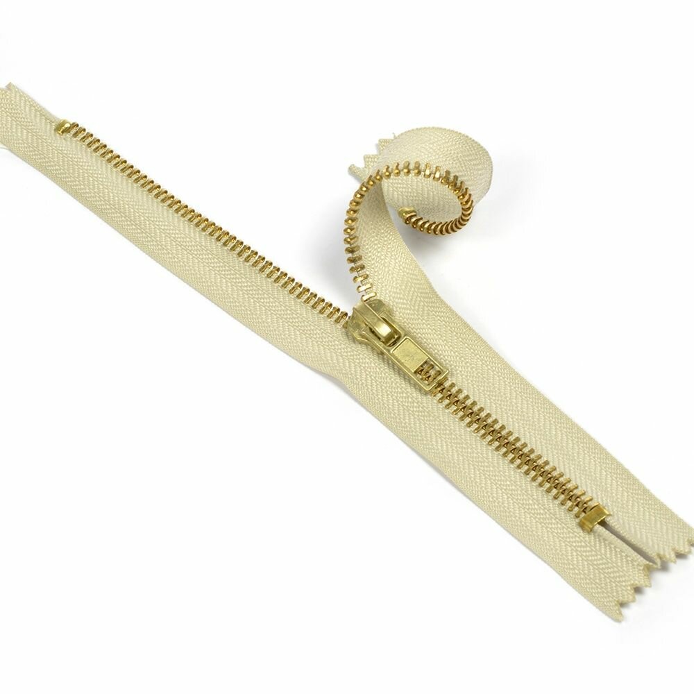 Молния MaxZipper джинсовая, золото, №5, 18 см, цвет F307, натуральный, упаковка 50 штук