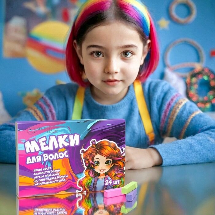 Мелки для волос Secret Beauty 24 шт, яркие цвета, легкое нанесение
