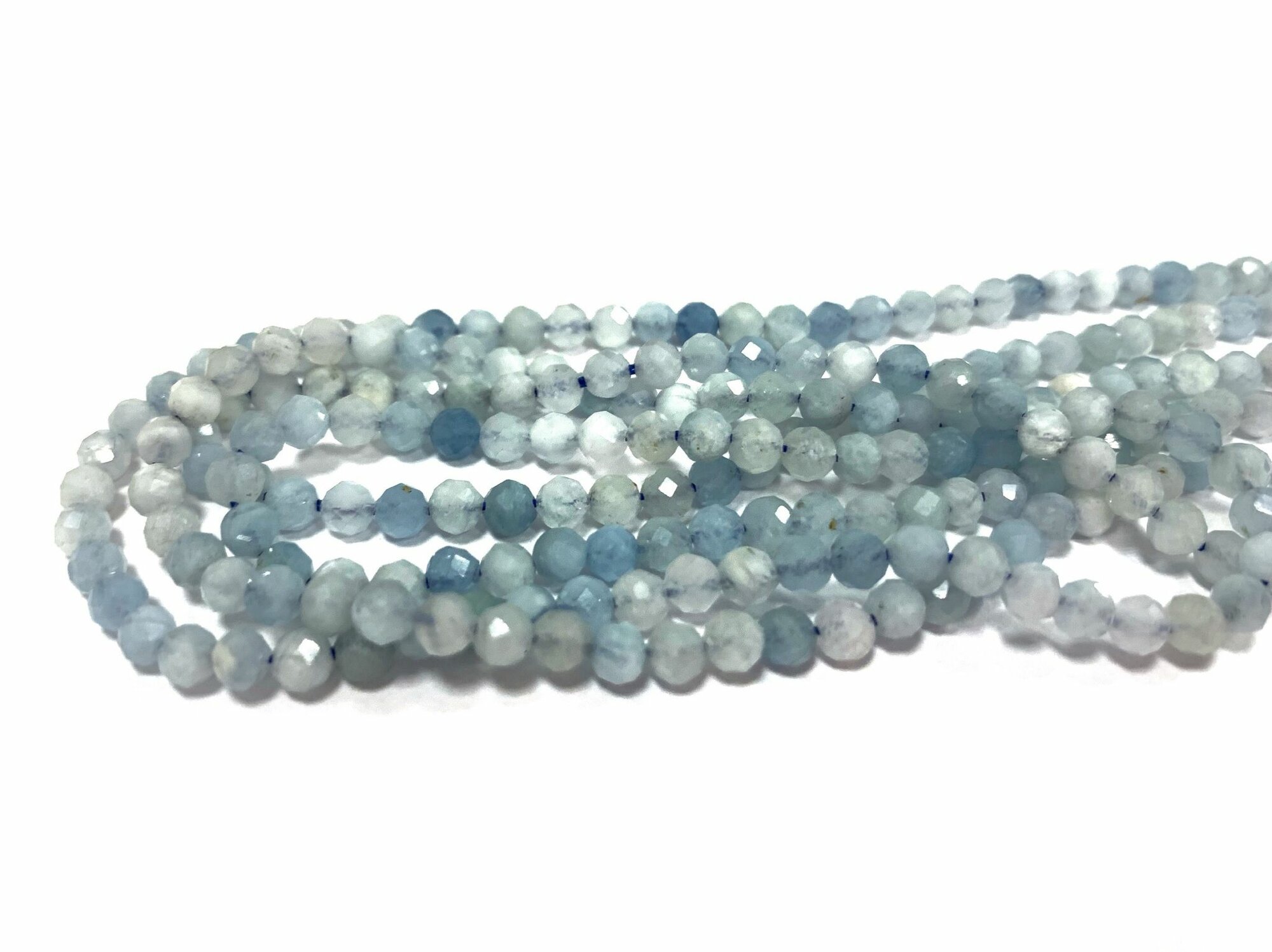 Бусины аквамарин A граненый 3,8 мм (нить 38 см), Suntrim