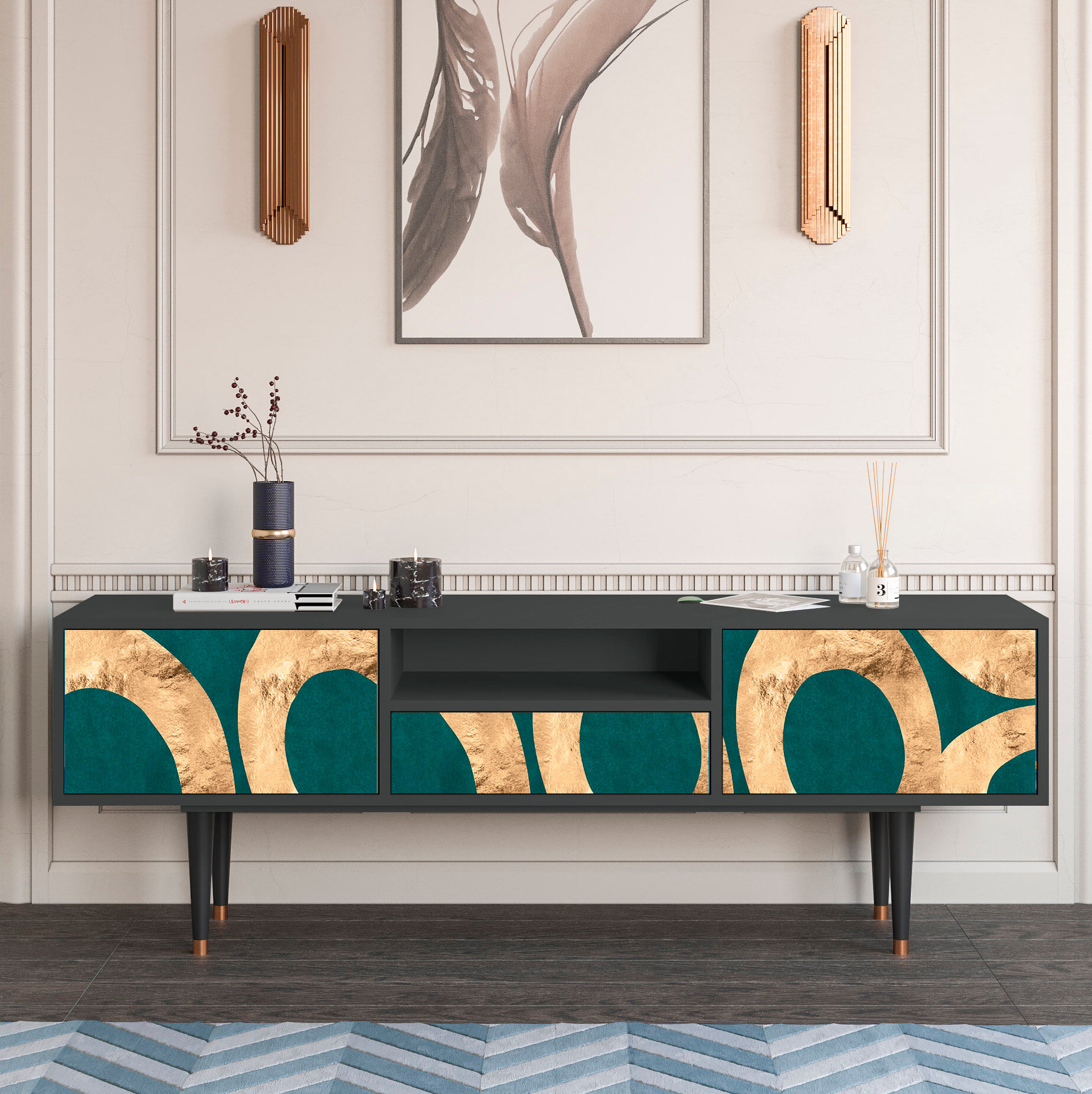 ТВ-Тумба - STORYZ - T6 Zircon Sphere, Размер - 170 x 69 x 41 см, Цвет корпуса - , Антрацит