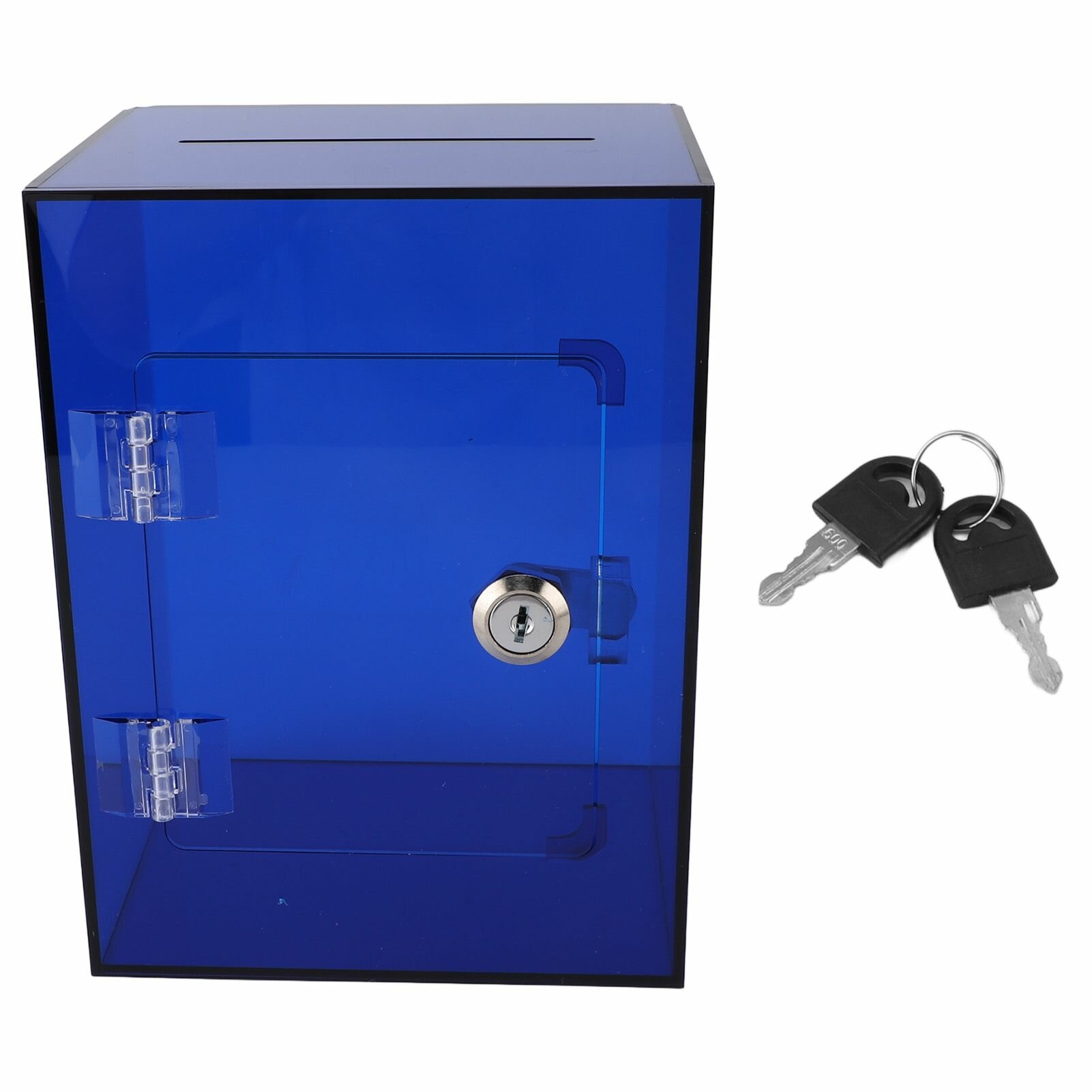 Большая прозрачная акриловая копилка для взрослых и детей, открывающаяся банка для хранения денег с 2 ключами для наличных монет, прочный синий дизайн