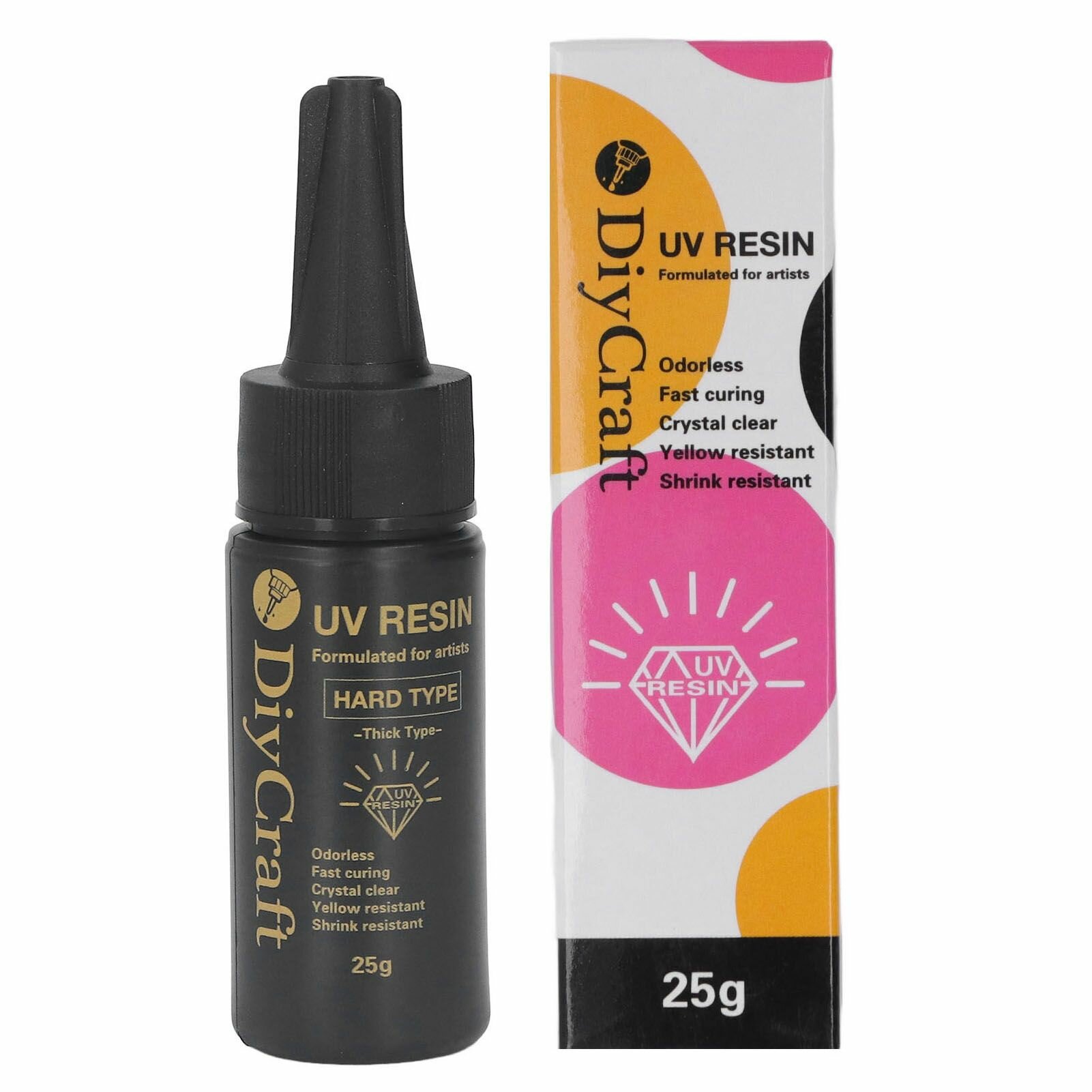 25 г прозрачной УФ-смолы без запаха для рукоделия, быстроотверждаемая прозрачная версия без запаха, густая литейная смола общего назначения с безопасной герметичной крышкой бутылки