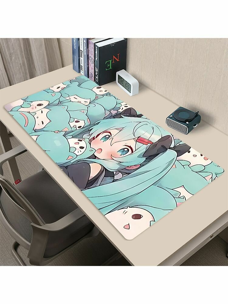 Коврик для мыши Miku "Хацунэ", с клавиатурой, прошитые края, 400x900 мм