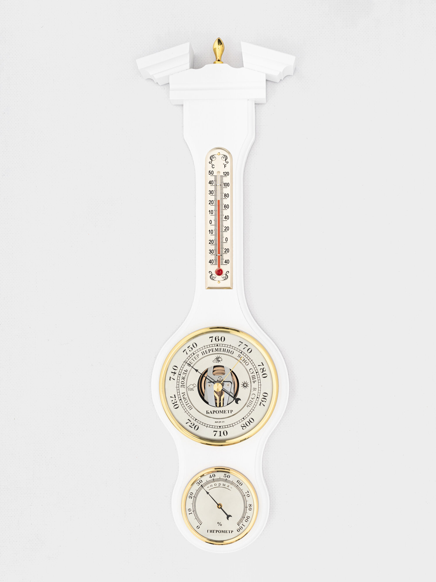 Метеостанция БМ52 белая: барометр, гигрометр, термометр 47*13см