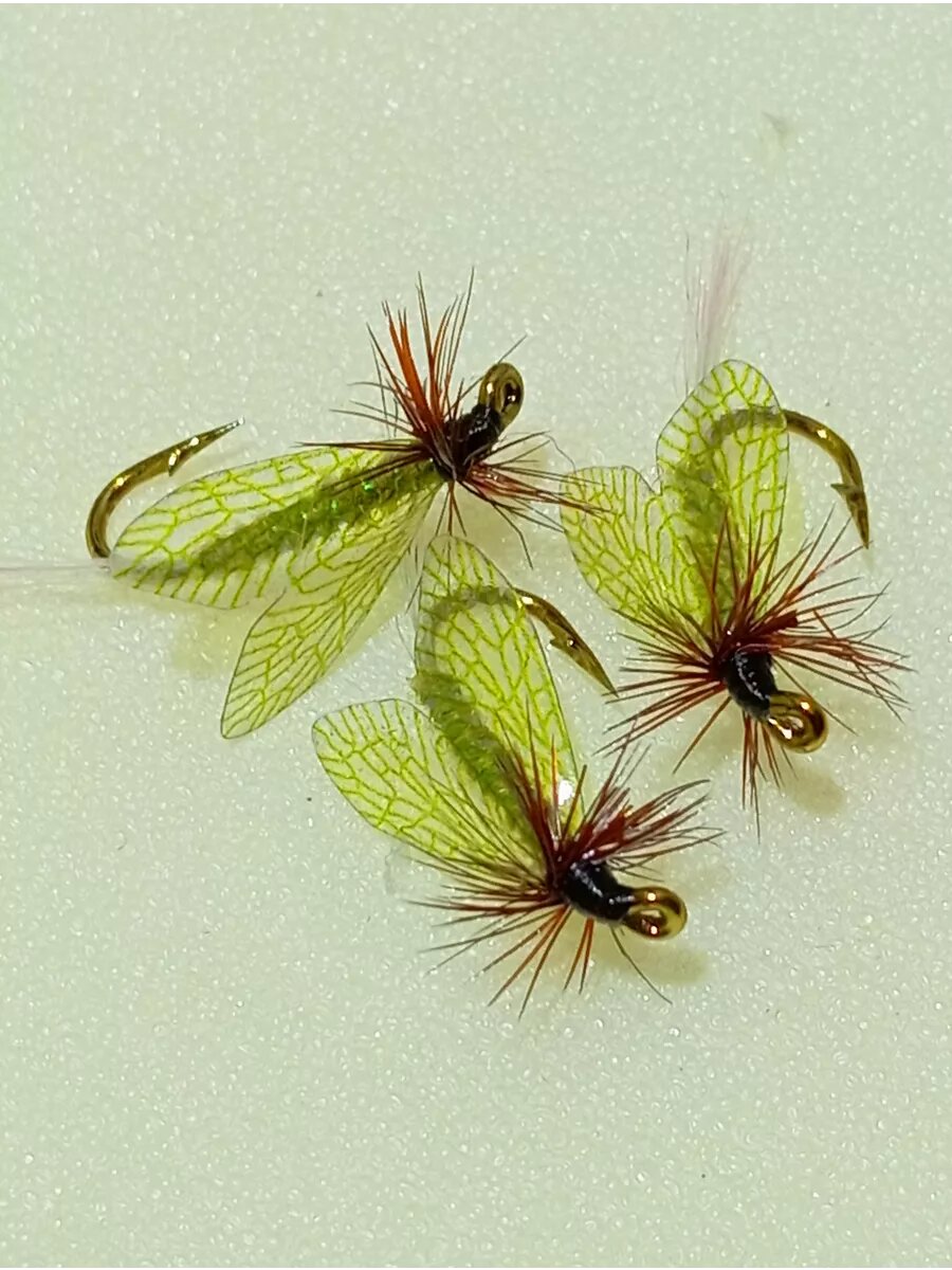 Мушка на одинарном крюке №10, для ловли хариуса и другой рыбы, набор из 3 штук