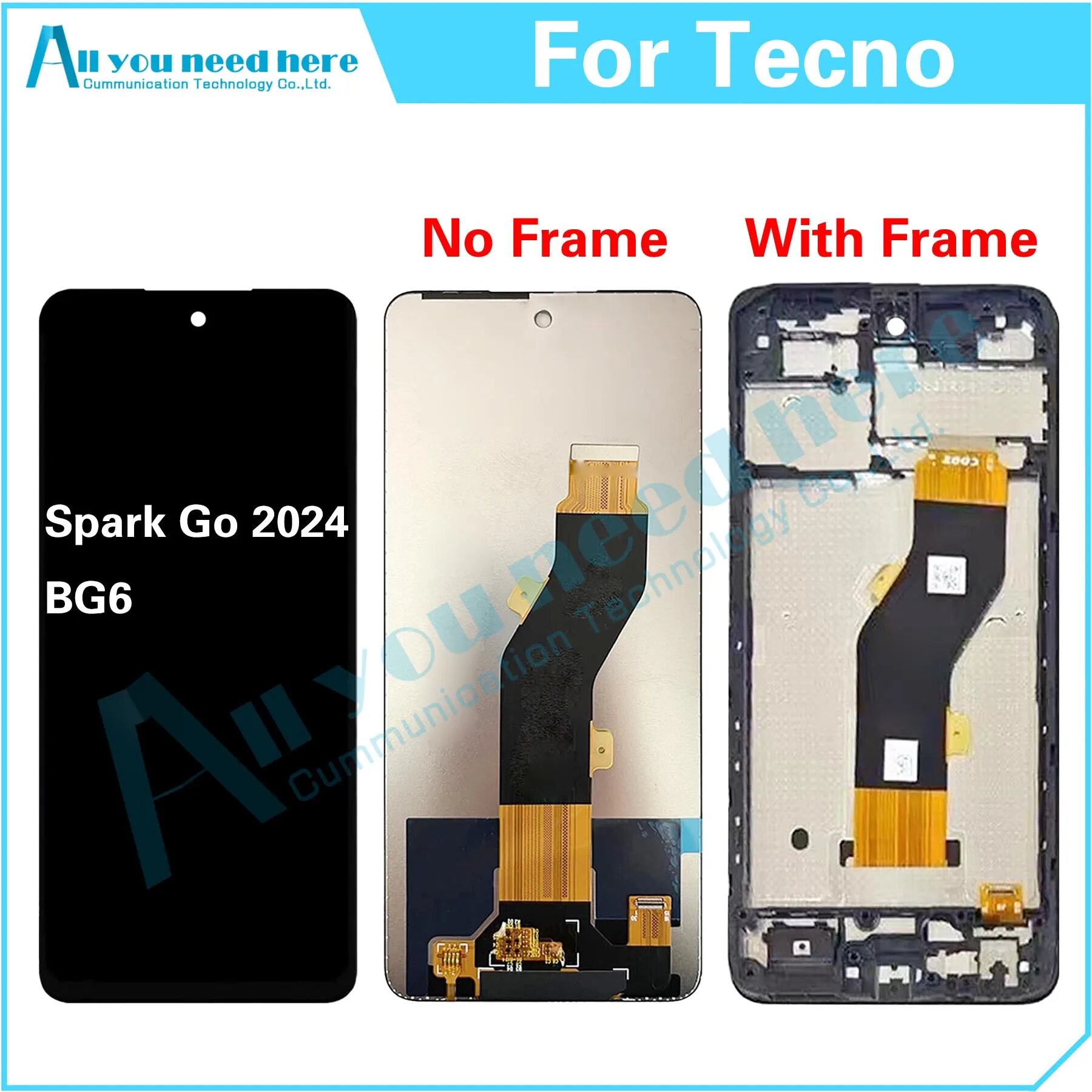 100% протестированный для Tecno Spark GO 2024 BG6 LCD дисплей кодирующий преобразователь With Frame