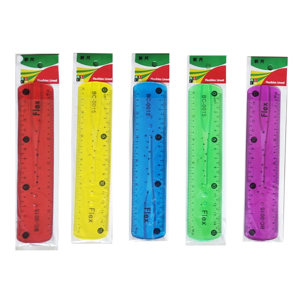 Красочная Гибкая Линейка Мягкая Пластиковая Линейка Прозрачная Прямая Линейка с Дюймами и Метрикой для Мастерской Дома Школы Офиса