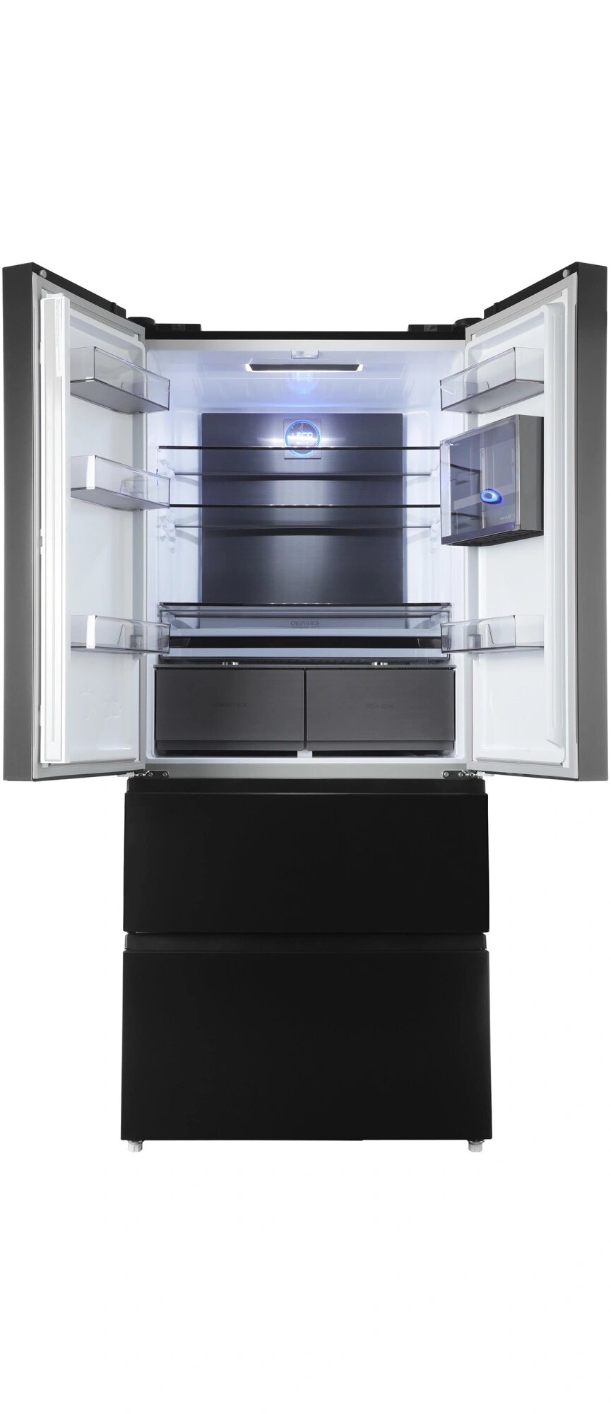 Холодильник трехкамерный Hyundai CM55043F черная сталь