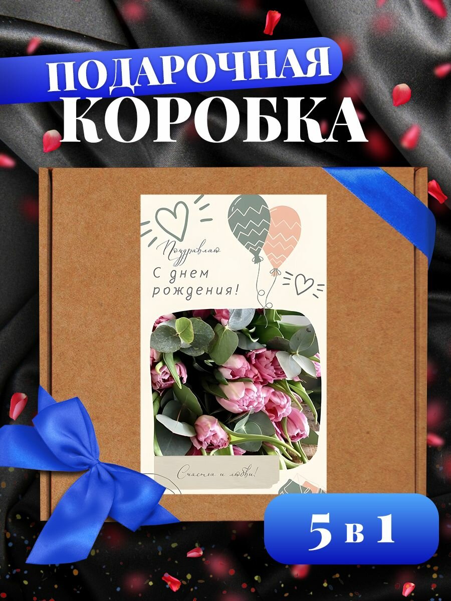 Коробка подарочная упаковка для подарка поздравление с днем рождения, картонная, упаковка для подарка