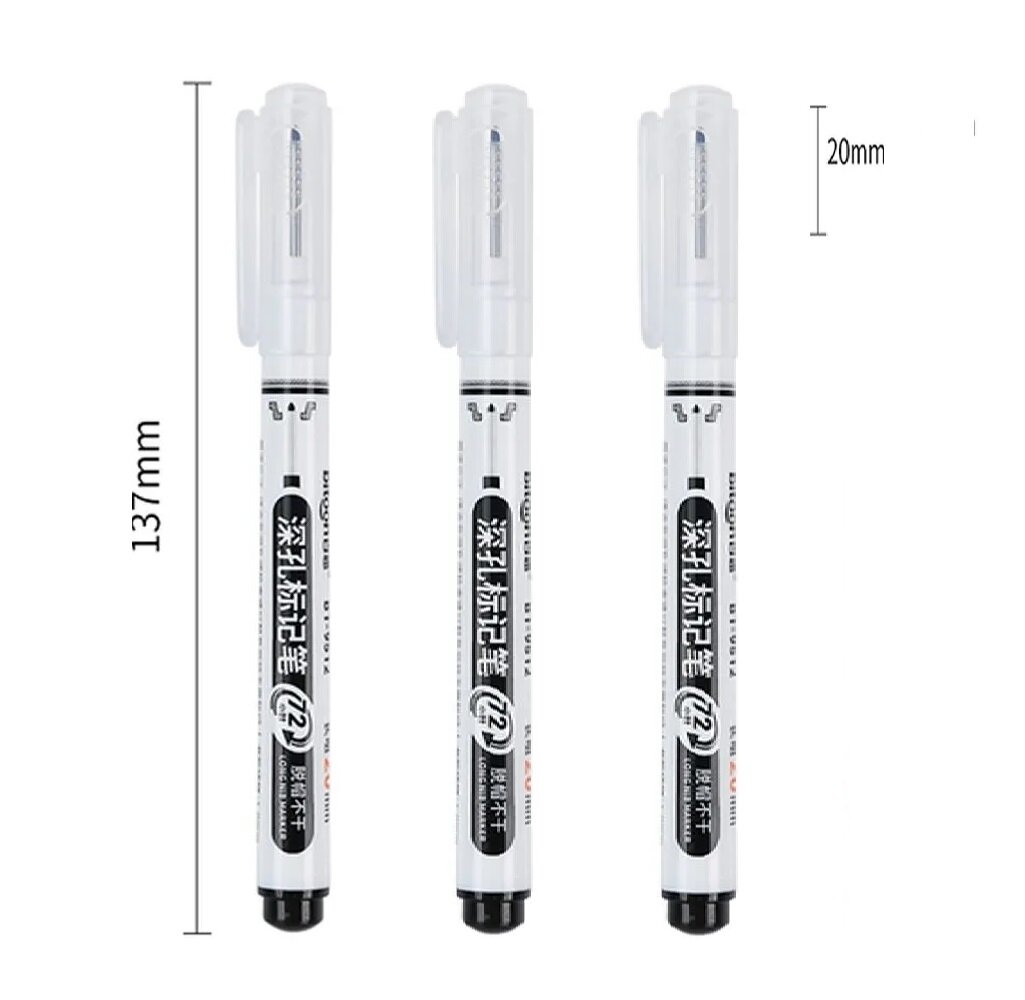 Набор маркеров строительных с длинным наконечником, для глубоких отверстий: чёрный-3шт