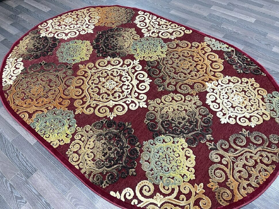 Ковер, Овал, Бордовый, Золотисто-жёлтый, Зелёный, Коричневый, Классический, на пол, в гостиную, спальню, в ассортименте (200 см. на 290 см.)