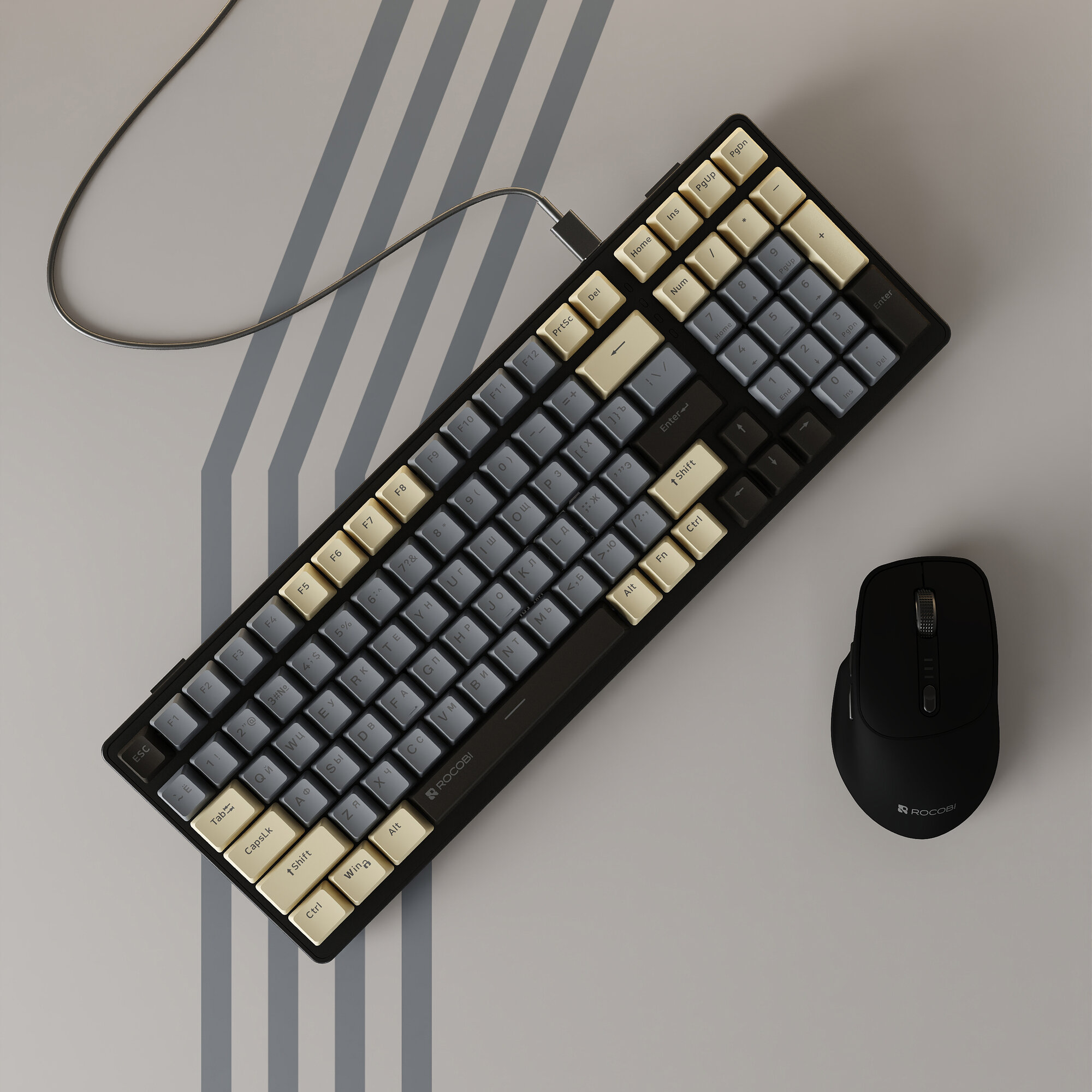 Клавиатура и мышь ROCOBI R1 + ROCOBI M1 набор, комплект с подсветкой для компьютера ноутбука mouse, keyboard