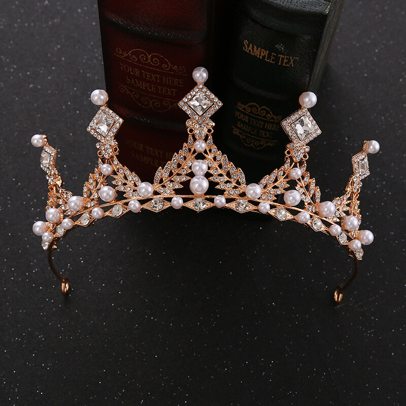 Корона принцессы, ручная работа, сплав, хрустальная, для выступлений, золотая