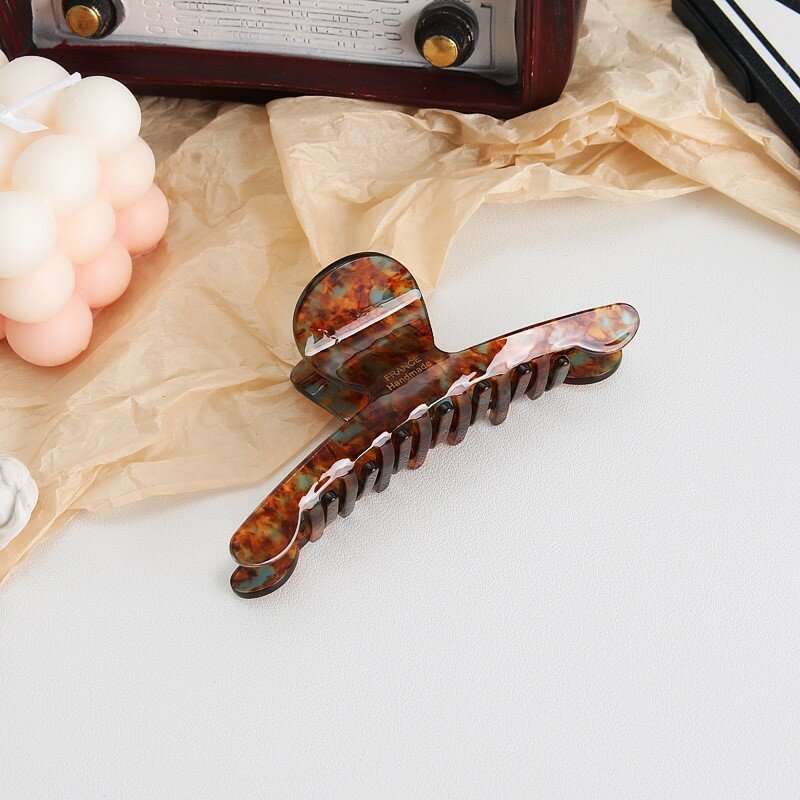 Зажим для волос "Тюльпан", в виде акулы, кофейный цвет