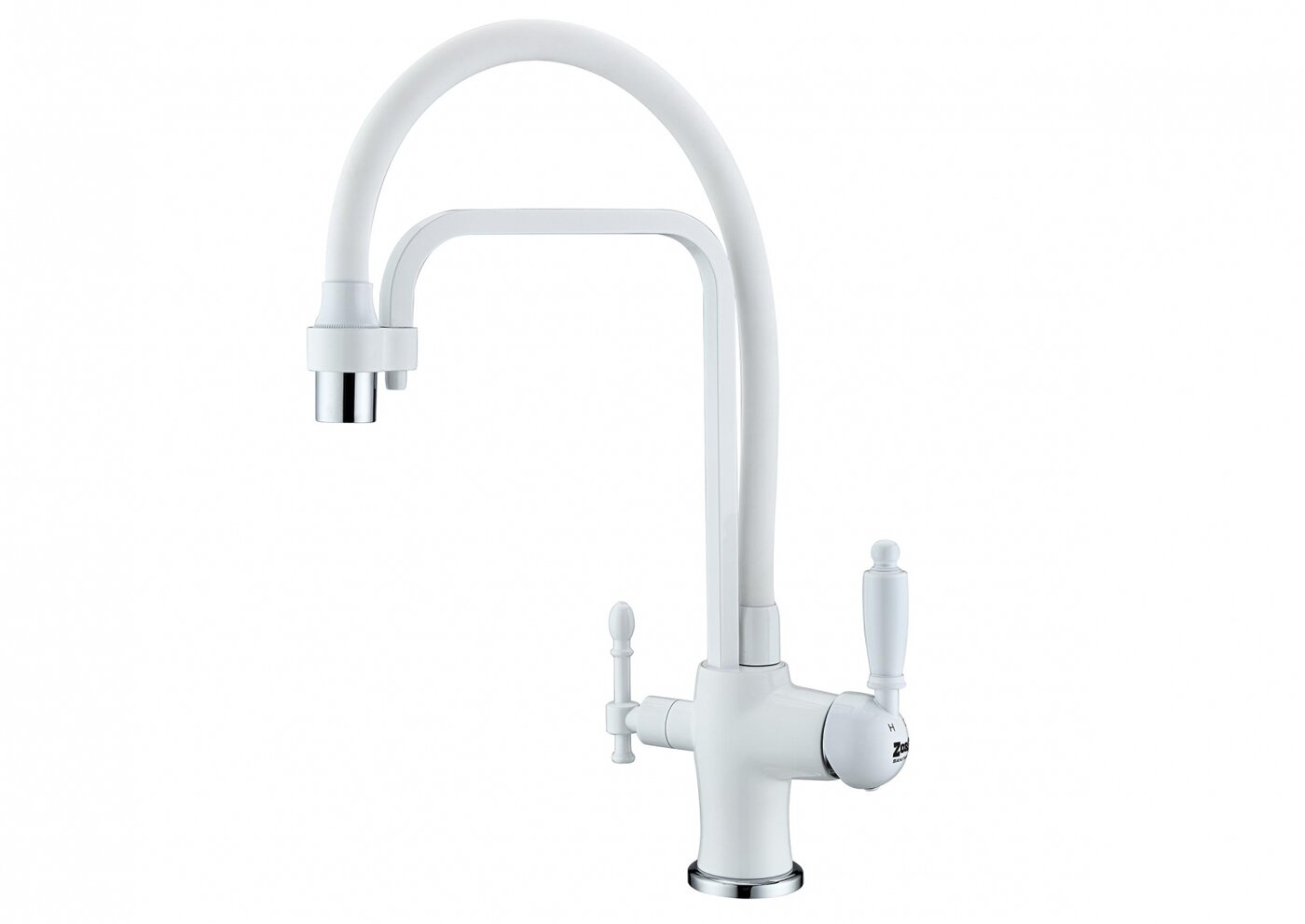 Смеситель для кухни под фильтр с гибким изливом ZorG Sanitary ZR 342-8 YF WHITE