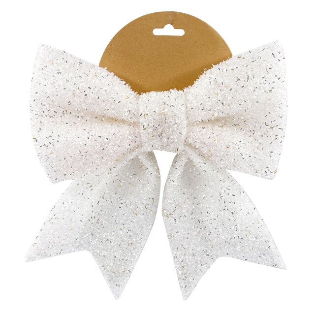 Бант на елку Tempesta di Nola 24*24 см белый, Christmas Deluxe (Кристмас Делюкс), 86822-deluxe-1