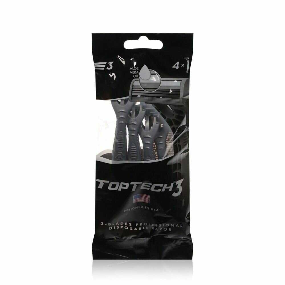 Мужские одноразовые станки для бритья TopTech3, 3 лезвия, 4 шт