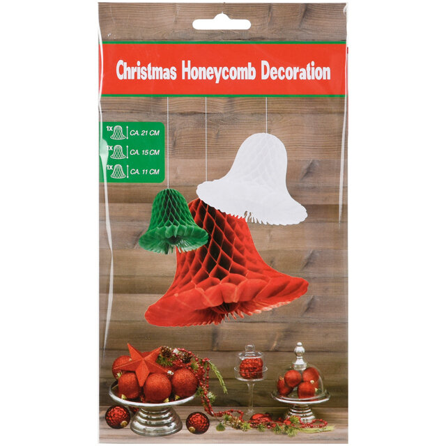 Набор украшений из бумаги Новогодняя Геометрия - Колокольчики 11-21 см, 3 шт, Koopman, ANR001530