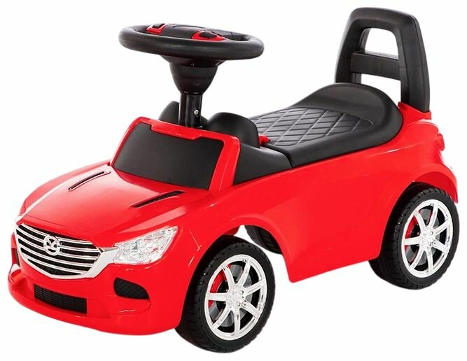 Машинка-каталка "SuperCar №4" со звуковым сигналом, толокар-пушкар со спинкой, развивающая игрушка для малышей, детская каталка для дома и улицы, цвет красный