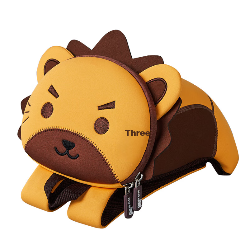 NOHOO Children's Backpack for Boys And Girls, Kindergarten Cartoon Animal Anti-Lost Strap Small Bag, Lion Medium Size