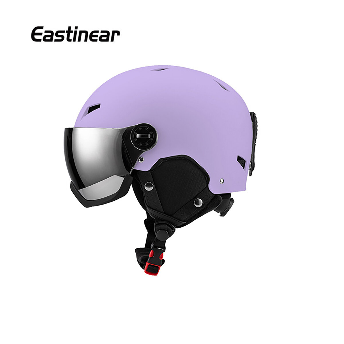 Горнолыжный защитный шлем с визором (комплект). Фиолетовый; Размер: М (52-56 см).