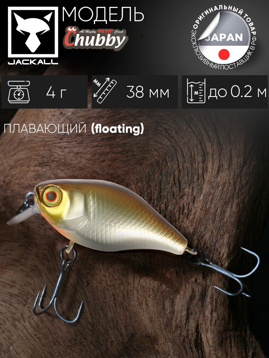 Воблер кренк на щуку/на головля/на судака/на окуня/на форель JACKALL Chubby 38 SR цв. hl matt roach
