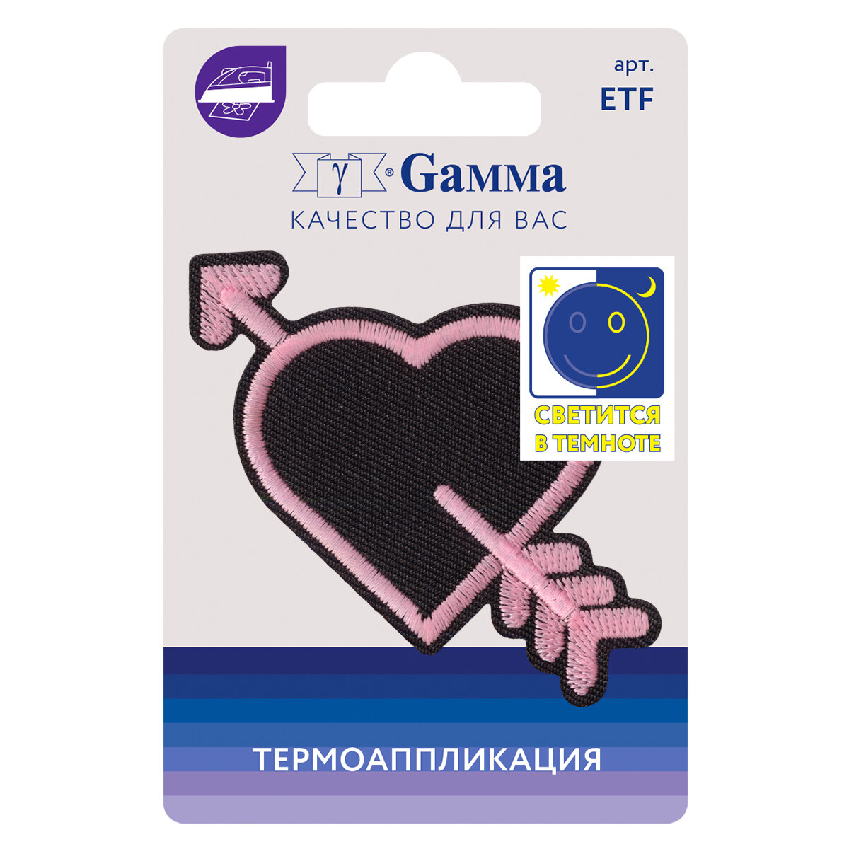 Gamma ETF-KR96 Термоаппликация Сердце большое 8.3 х 5 см №02-510 1 шт для ткани и рукоделия