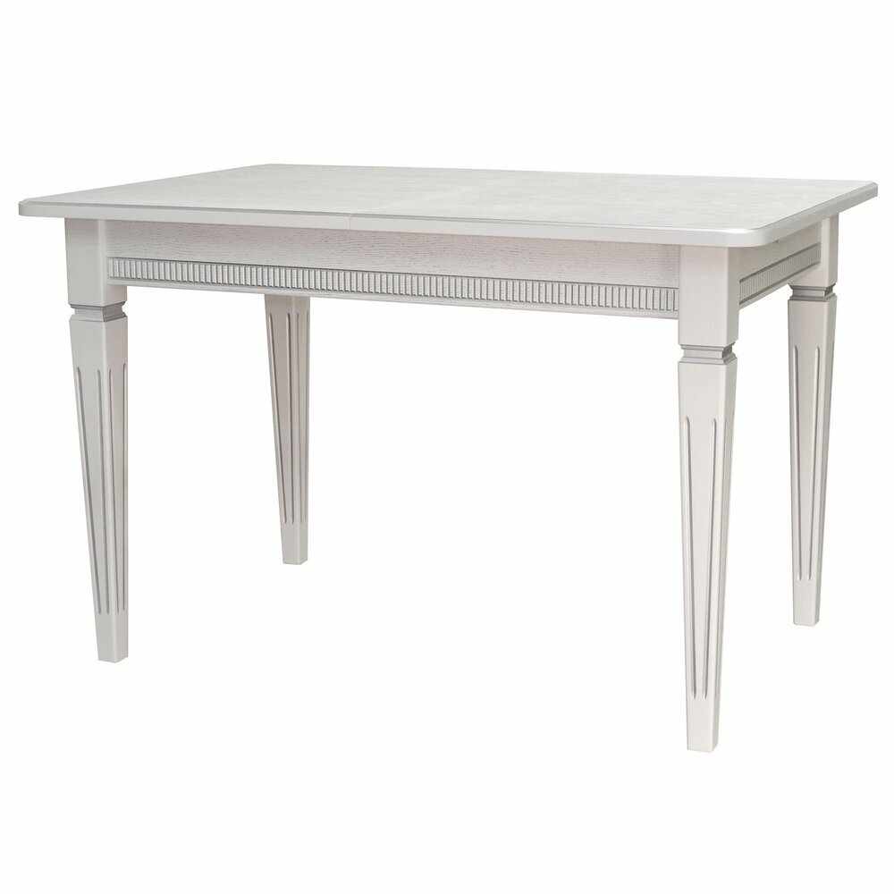 Стол обеденный Васко, бук/МДФ, белый/серебро, 76,5 х 120 х 80 см