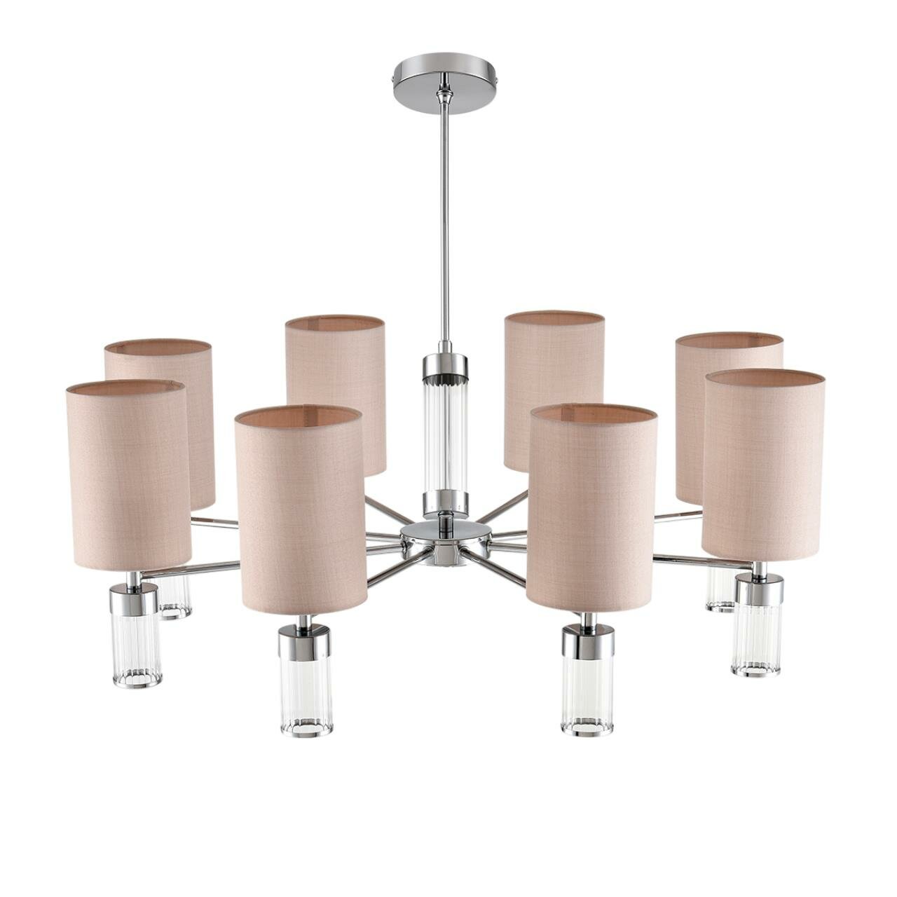LUMION 6585/8 MODERNI LN26 059 хром/бежевый, металл/текстиль, стекло Люстра подвесная E14 8*40W 220V ARNIKA