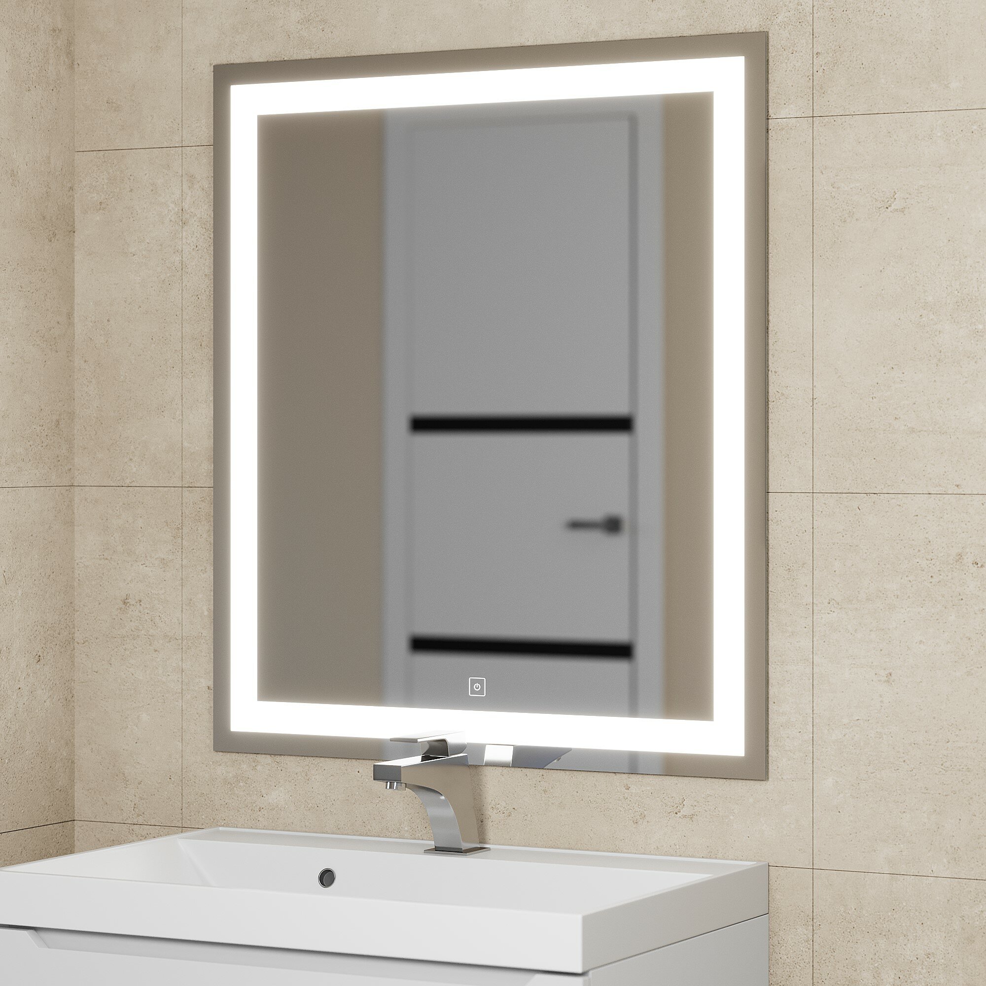 Зеркало для ванной комнаты Uperwood Tanos, 70*80 см, LED подсветка, сенсорный выключатель, антизапотевание