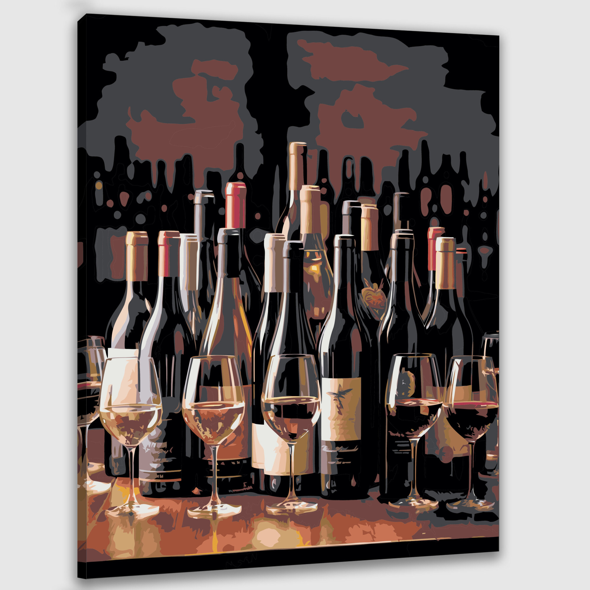 Картина по номерам 40x50 см, картина, фотография, дегустация вин, высокое разрешение, винные бутылки, деревянный стол