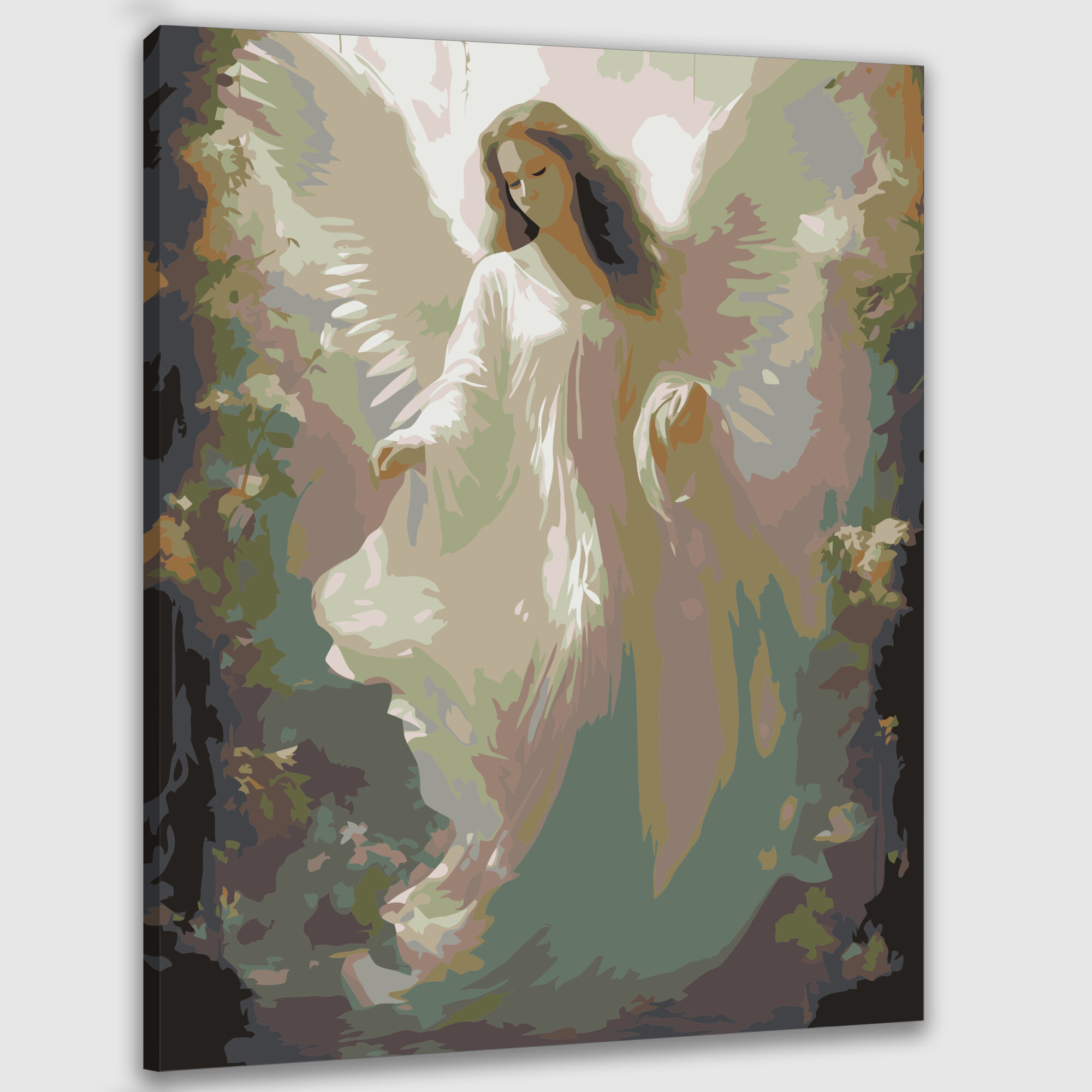 Картина по номерам 40x50 см, цифровая картина, неземной ангел, небесный рай, яркие цвета, пышная зелень