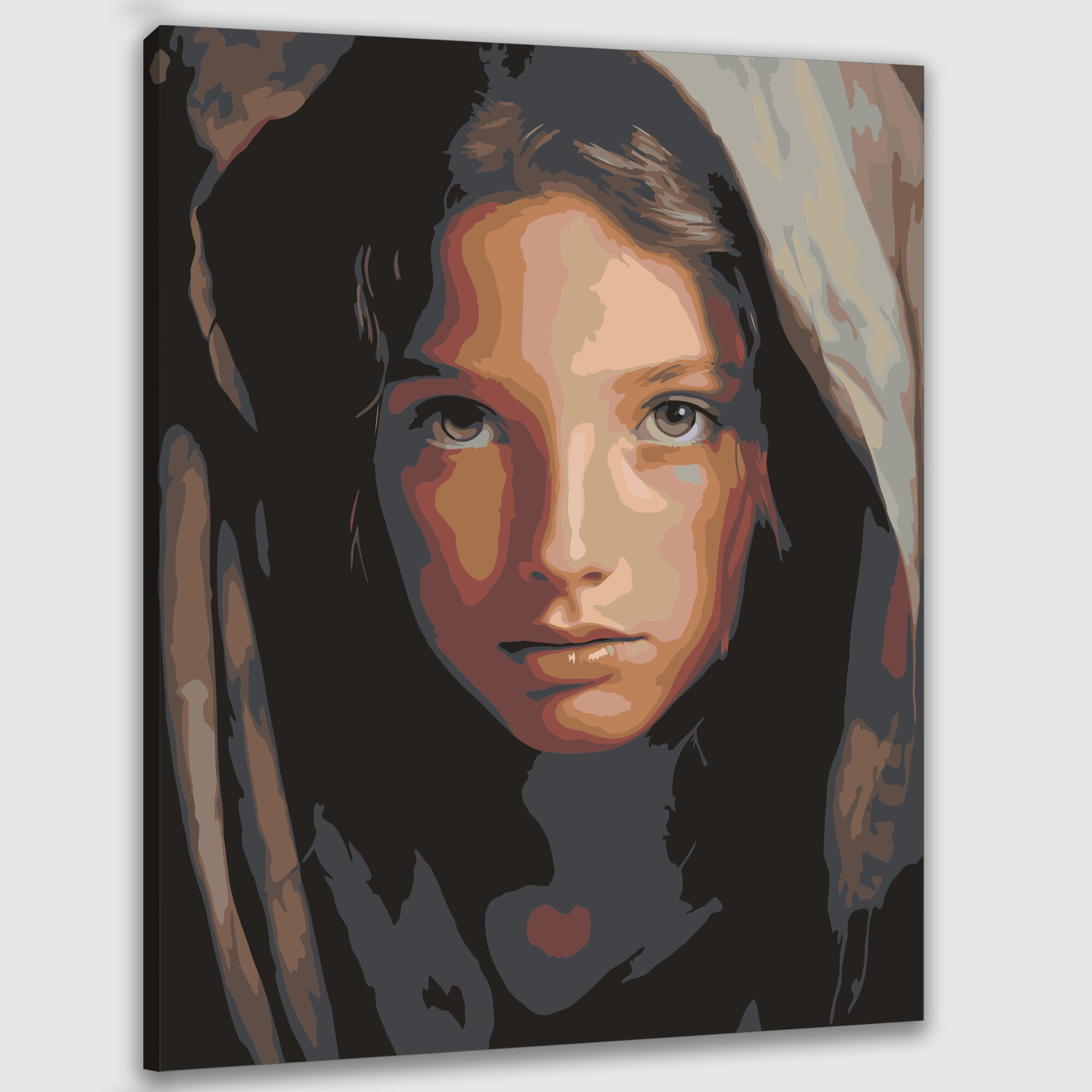 Картина по номерам 40x50 см, масляная картина, молодая девушка, загадочные глаза, интригующий взгляд, тайна души