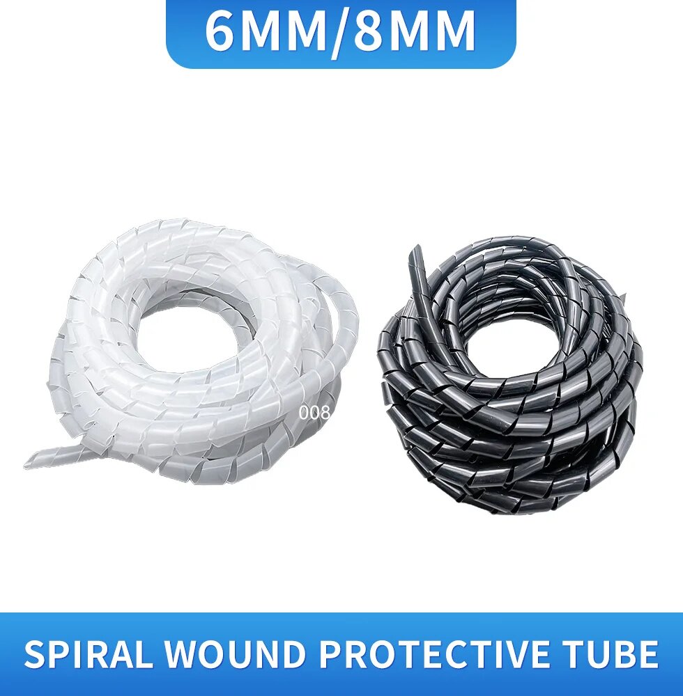 Спиральная обмотка для кабеля PE 6 мм белый