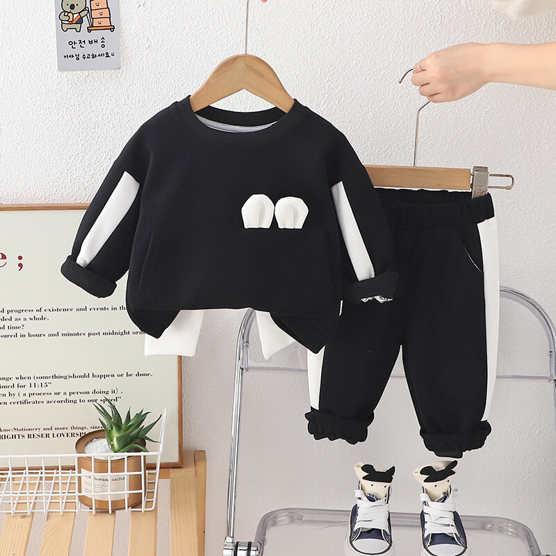 Костюм-двойка, для мальчиков, с ушками, черный, 100 см