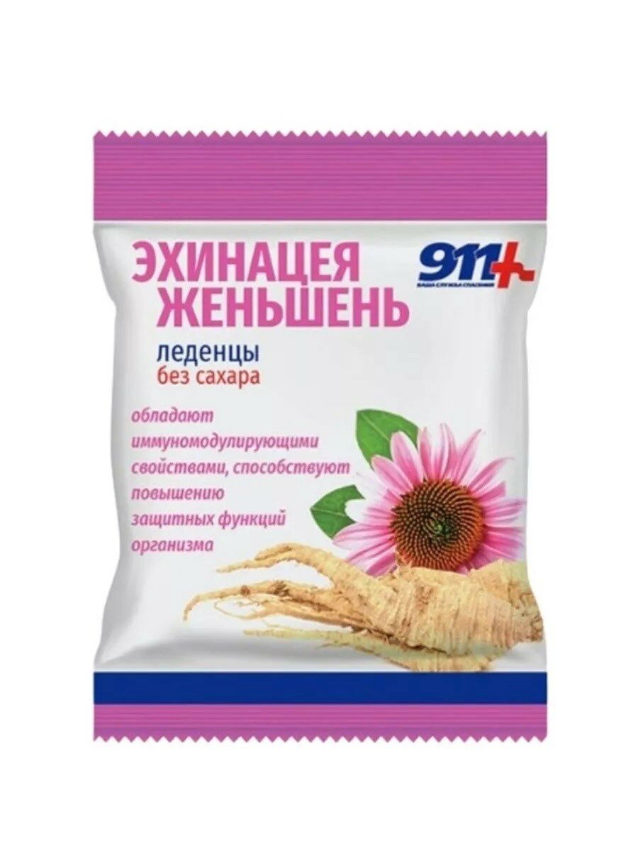 911 леденцы б/сахара Эхинацея/женьшень/вит С 50 г №1