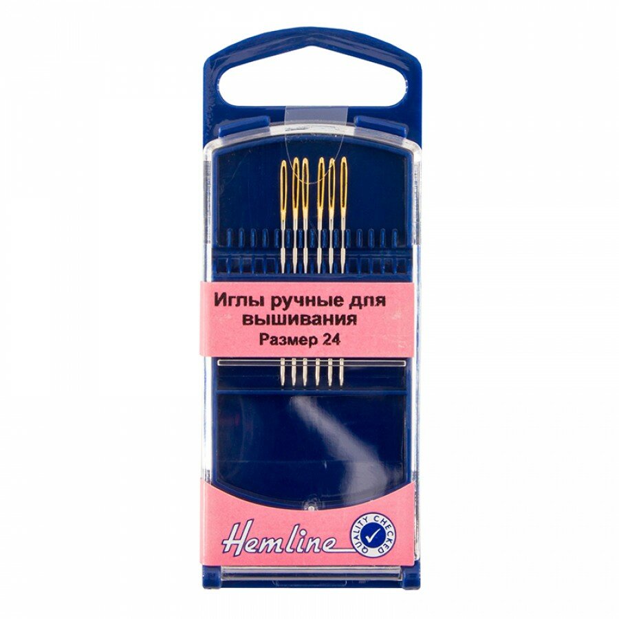 Иглы для вышивания с закруглённым кончиком в пластиковом контейнере N24, 6шт N24 37 мм HEMLINE 283G.24