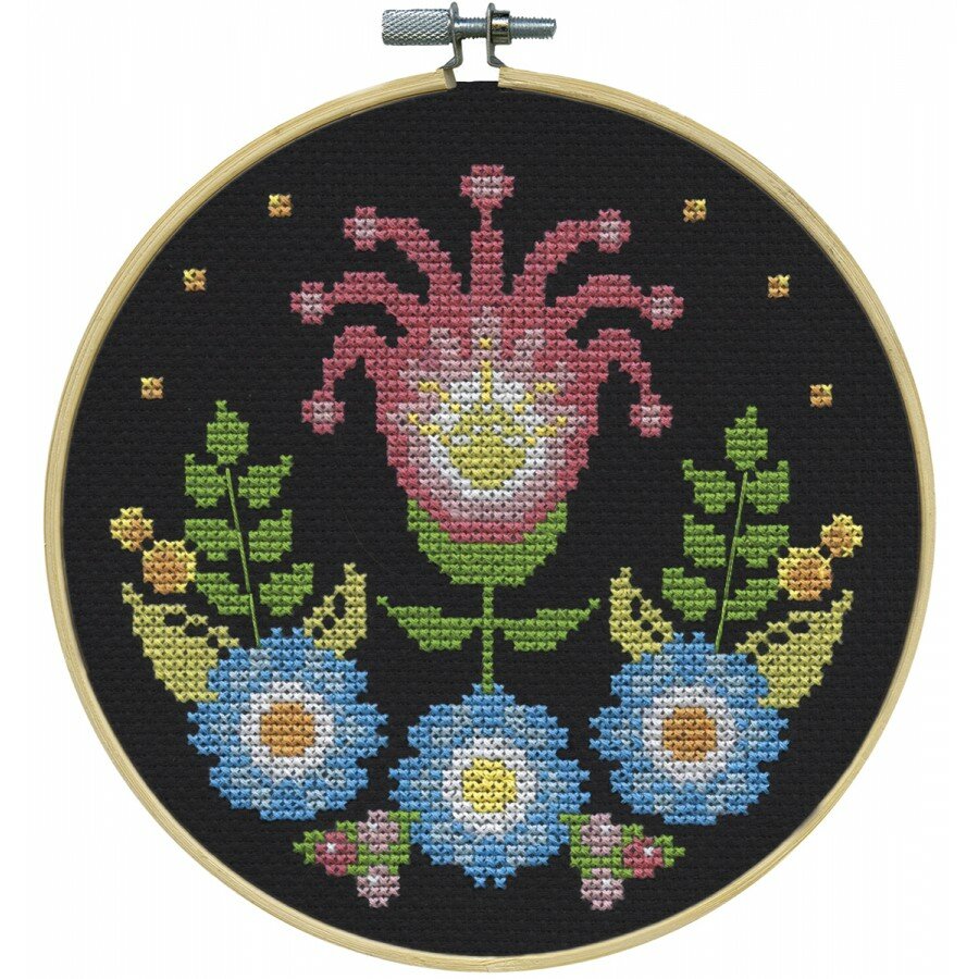 Набор для вышивания Цветочные мотивы 20 см DESIGN WORKS 7075